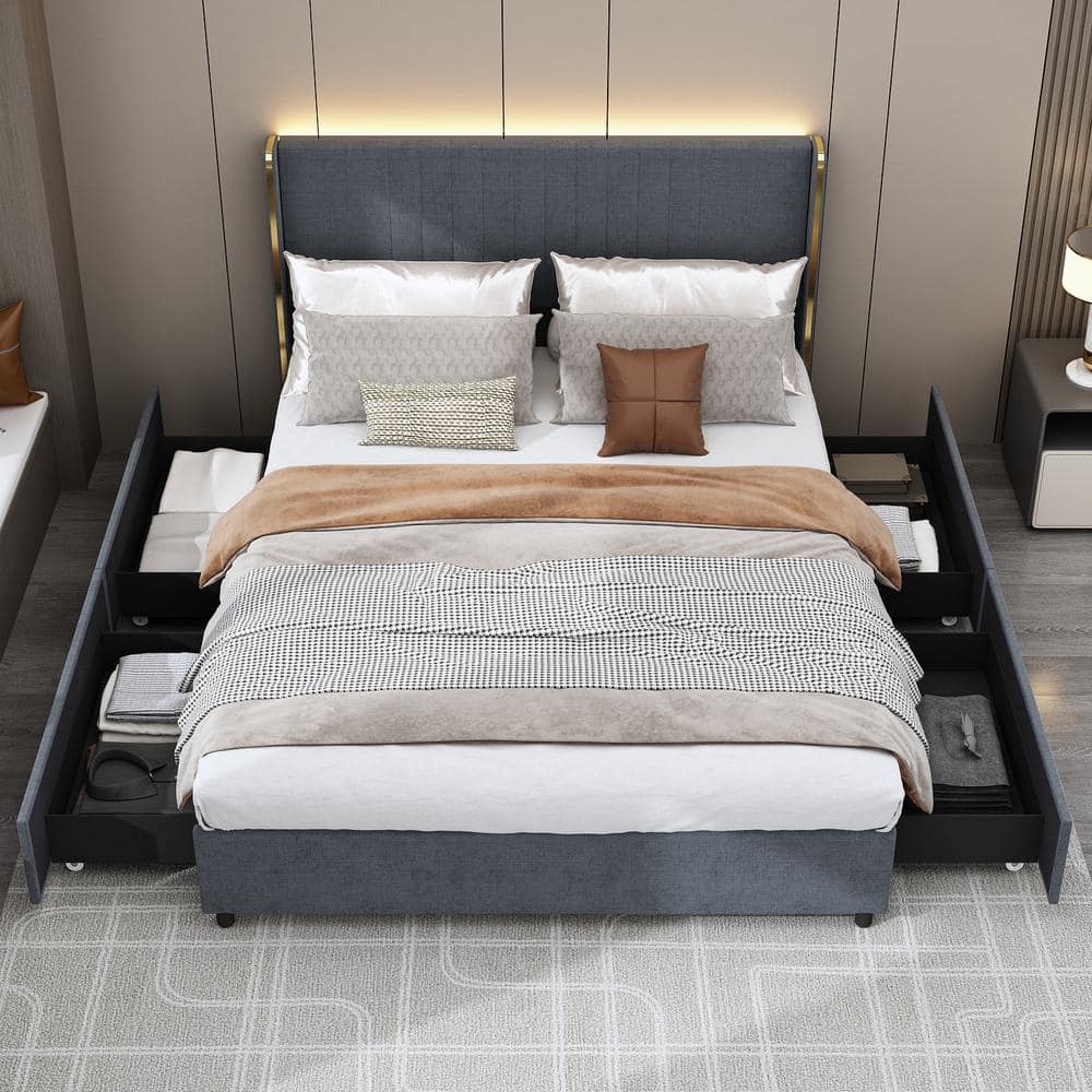 Have a question about FUFU&GAGA Gray Wood Frame Queen Size Bed Platform ...