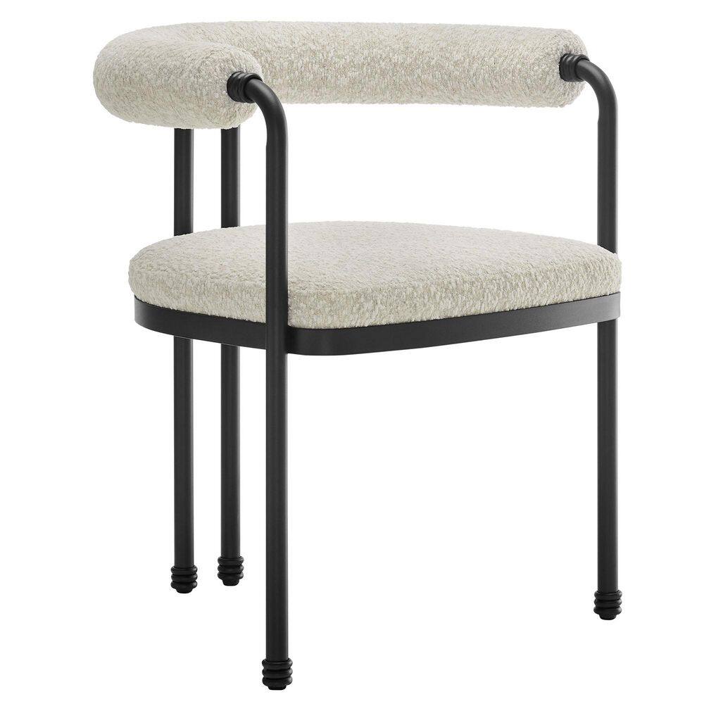 MODWAY Turin Boucle and Metal Dining Chair in Black Pearl-Upholstered ...