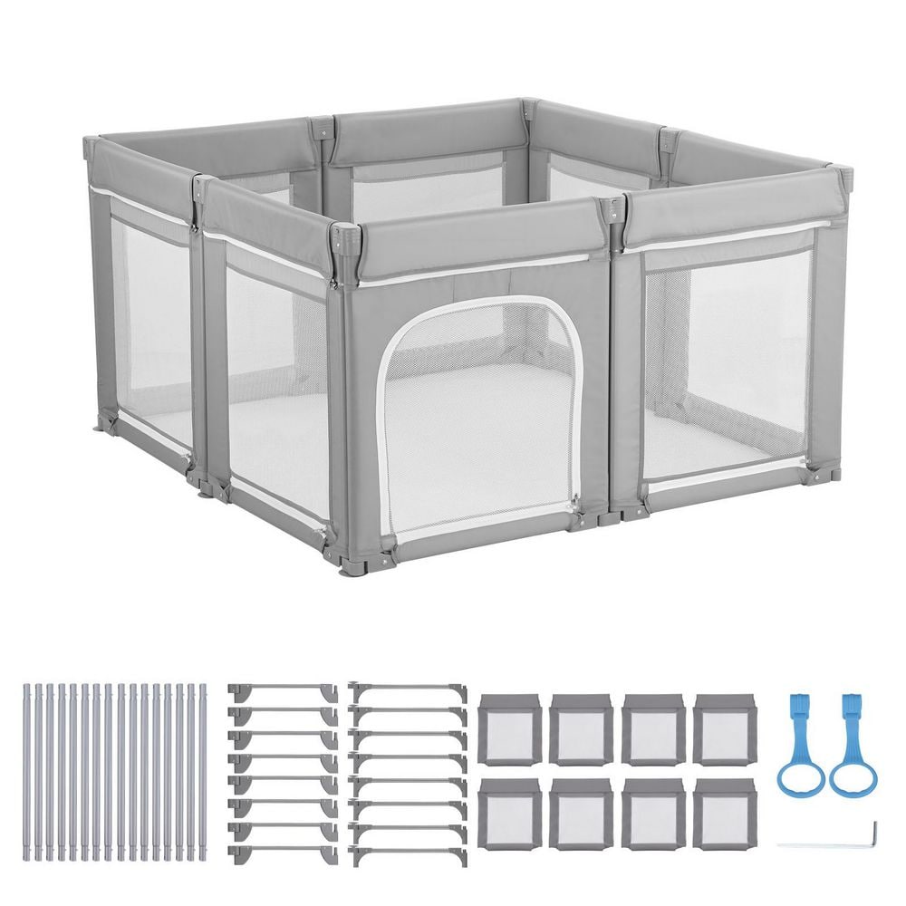SKYSHALO Baby Playpen, 47.2 x 47.2 in. Foldable Toddlers Playpen ...