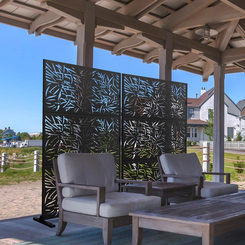 Dovelina 72 in. Galvanized Steel Outdoor Garden Fence Privacy Screen ...