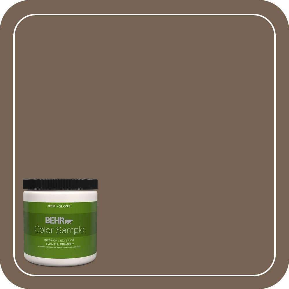 BEHR PREMIUM PLUS 8 oz. #HDC-SM14-4 Tan Bark Trail Semi-Gloss Interior ...