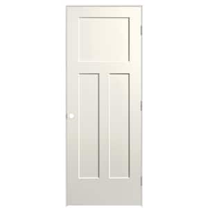 Masonite 30 in. x 80 in. 3-Panel Winslow Left-Hand Solid Core Jet Black ...