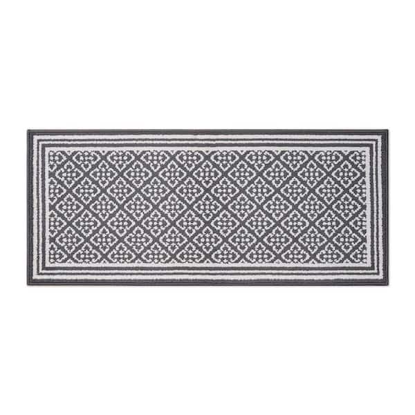 Laura Ashley Isla 2-Tone Dark Gray/Ivory 2 ft. x 5 ft. Tufted Geometric ...