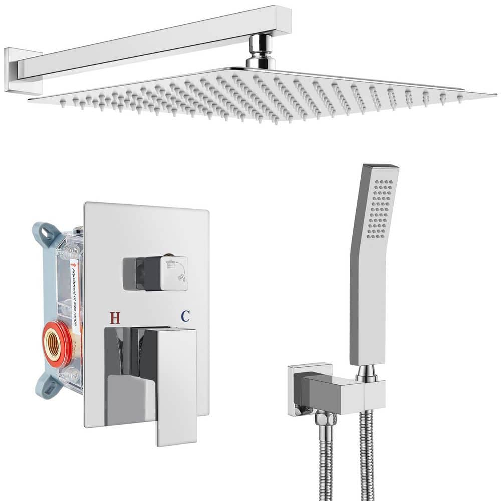 1-Handle Wall Mount Shower Trim Kit Polished Chrome with Hand Shower-1. ...