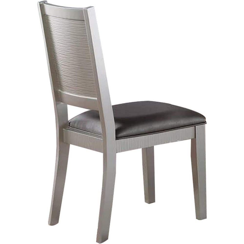 HOME IMPORTS EMPORIUM Metallic Silver/Gray Faux Leather Upholstered ...