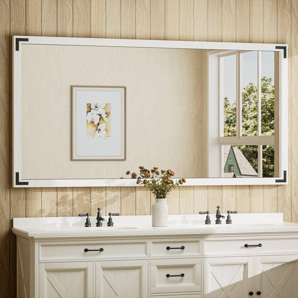KeonJinn 72 in. W x 36 in. H Rectangular Rustic Wood Framed Mirror ...