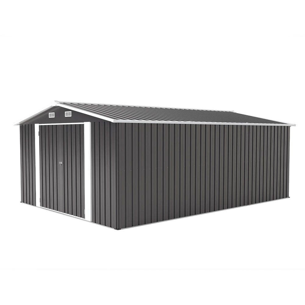FASHION FINESSE LLC 10 ft. W x 14 ft. D Black Metal Outdoor Storage ...