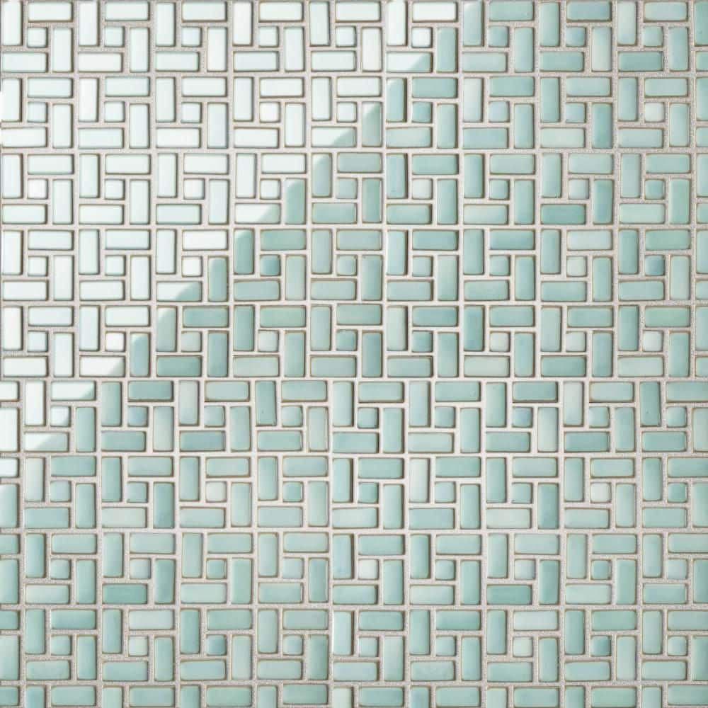Merola Tile Hudson Spiral Mint Green 13 in. x 13 in. Porcelain Floor ...