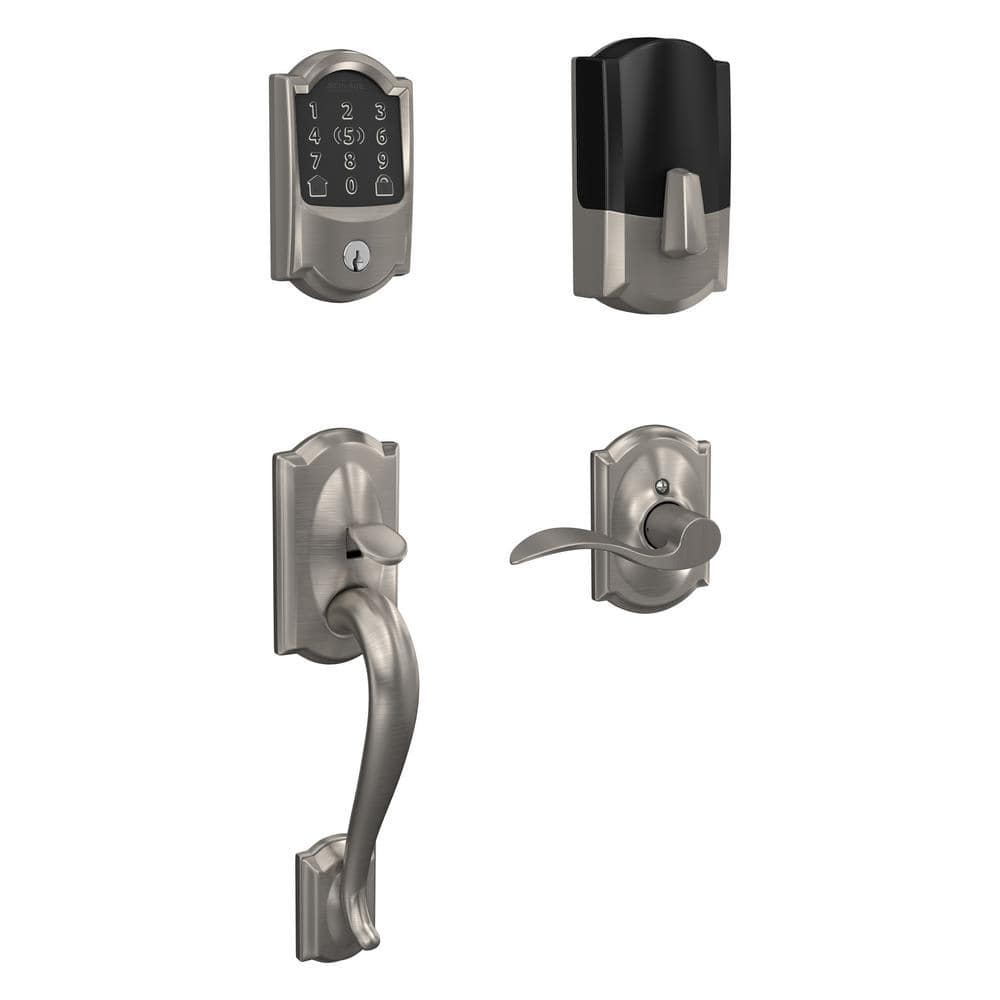 Schlage Camelot Satin Nickel Encode Plus Smart WiFi Deadbolt and ...