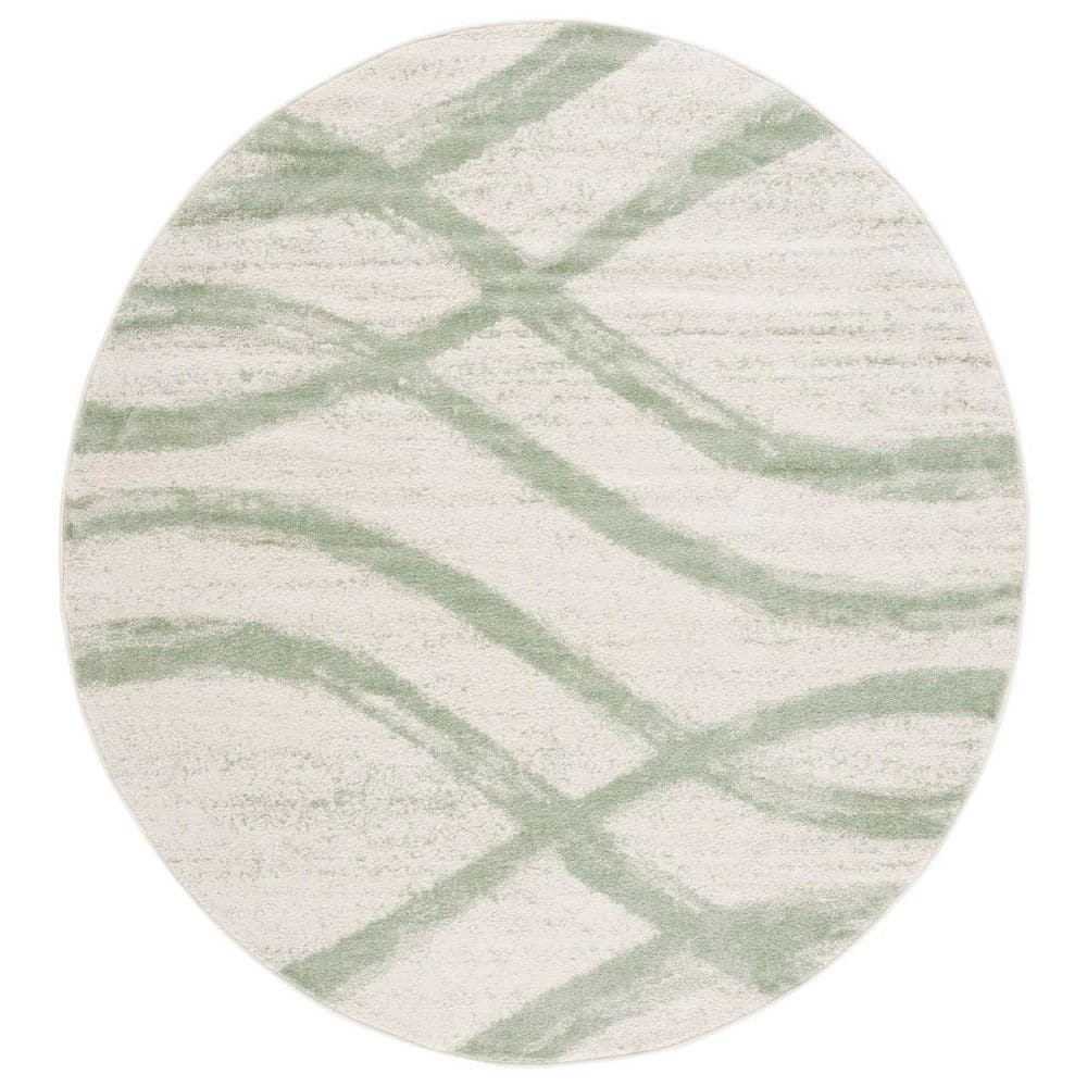 SAFAVIEH Adirondack Ivory/Sage 5 ft. x 8 ft. Waves Oval Area Rug ...