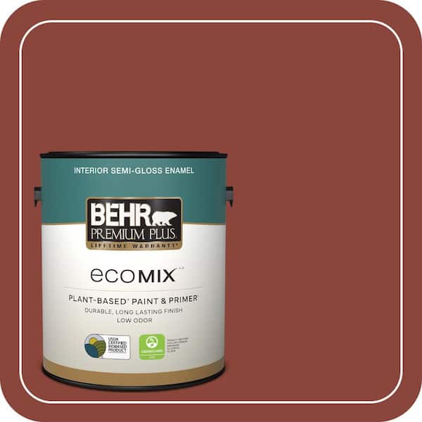 BEHR PREMIUM PLUS 1 gal. #ECC-46-3 Red Hawk Semi-Gloss Enamel EcoMix ...