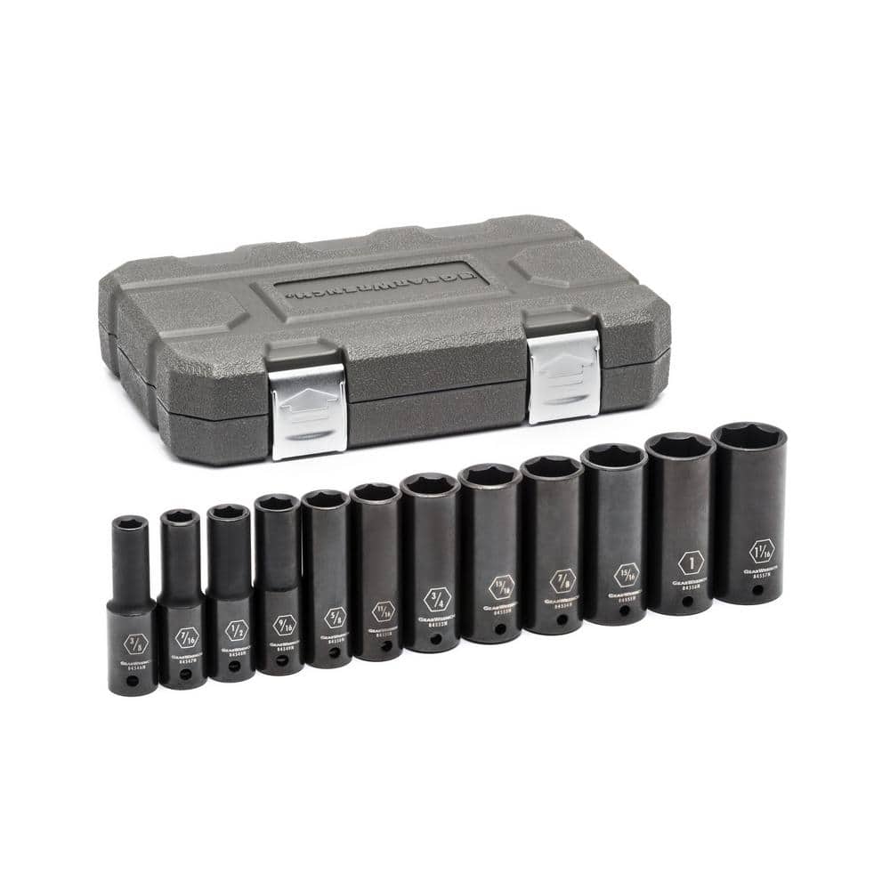 GEARWRENCH 1/2 in. Drive 6-Point SAE Deep Impact Socket Set (12-Piece ...