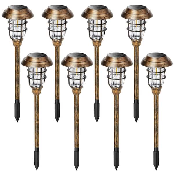 FAWEY TRED INC Bronze 8 Pack Solar Pathway Lights Outdoor Waterproof ...