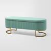 JAYDEN CREATION Olga Teal 50 in. Wide Modern Upholstered Storage Bench ...