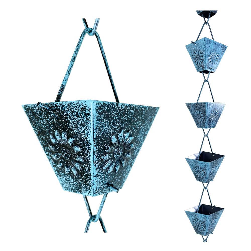 U-nitt 8.5 ft. Patina Sunflower Rain Chain 5515PA - The Home Depot