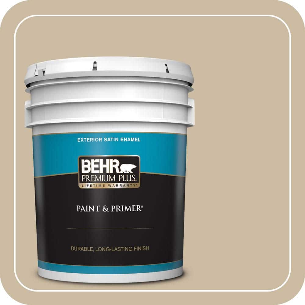 BEHR PREMIUM PLUS 5 gal. #MQ2-26 Windsor Tan Satin Enamel Exterior ...