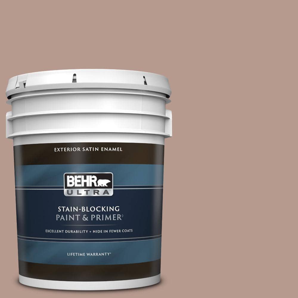 BEHR ULTRA 5 gal. #MQ1-55 Lite Cocoa Satin Enamel Exterior Paint ...