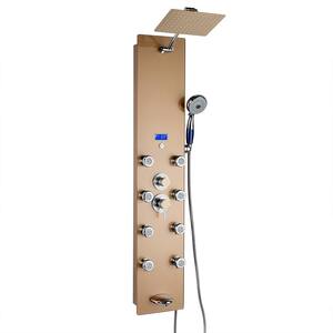 AKDY 52 in. 8-Jet Shower Panel System in Gold Tempered Glass with ...