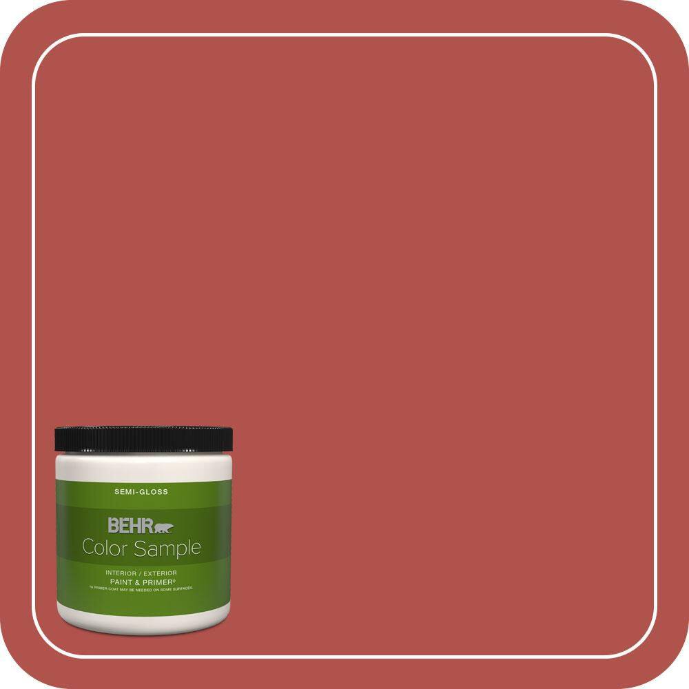 BEHR PREMIUM PLUS 8 oz. #BIC-48 Fortune Red Semi-Gloss Interior ...