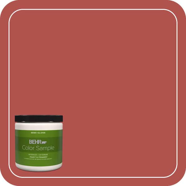 BEHR PREMIUM PLUS 8 oz. #BIC-48 Fortune Red Semi-Gloss Interior ...