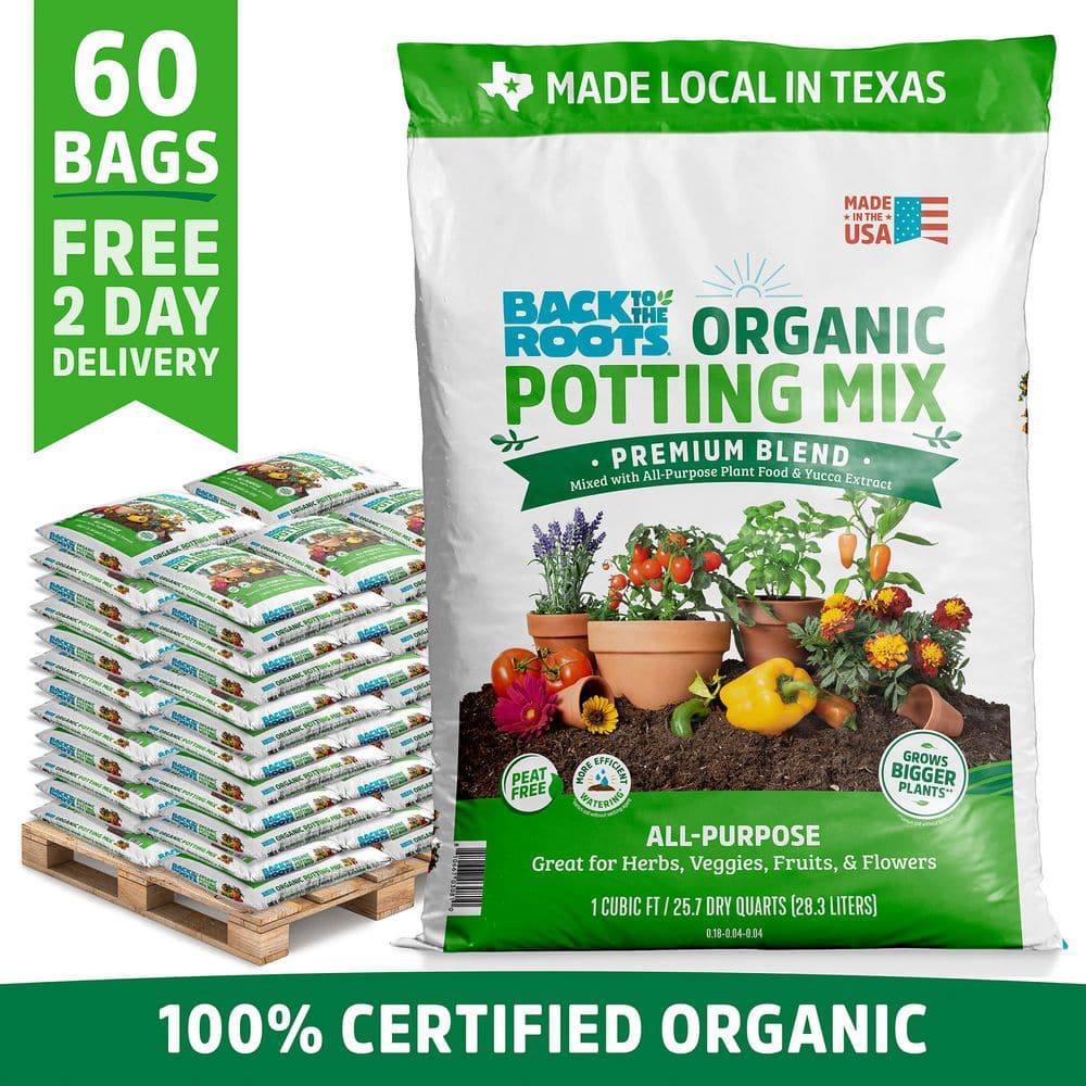 Back to the Roots Organic Texas Bulk Potting Mix Soil (60 1 cu. ft ...