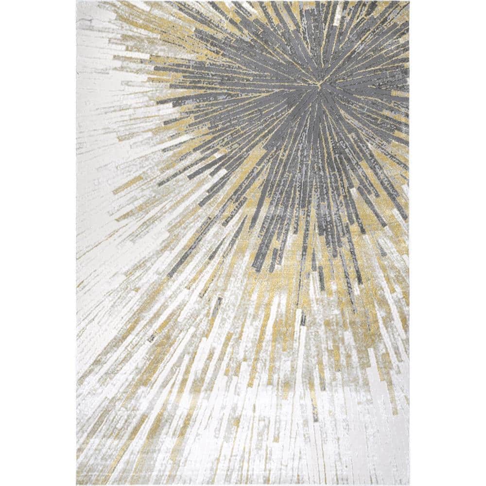 nuLOOM Amaya Abstract Gold 6 ft. 7 in. x 9 ft. Indoor Area Rug CFDR08A ...