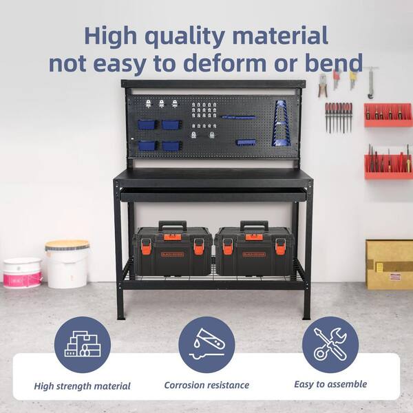 Siavonce 22 in. W x 48 in. D 1-Drawer Tools Cabinet Work Table ...