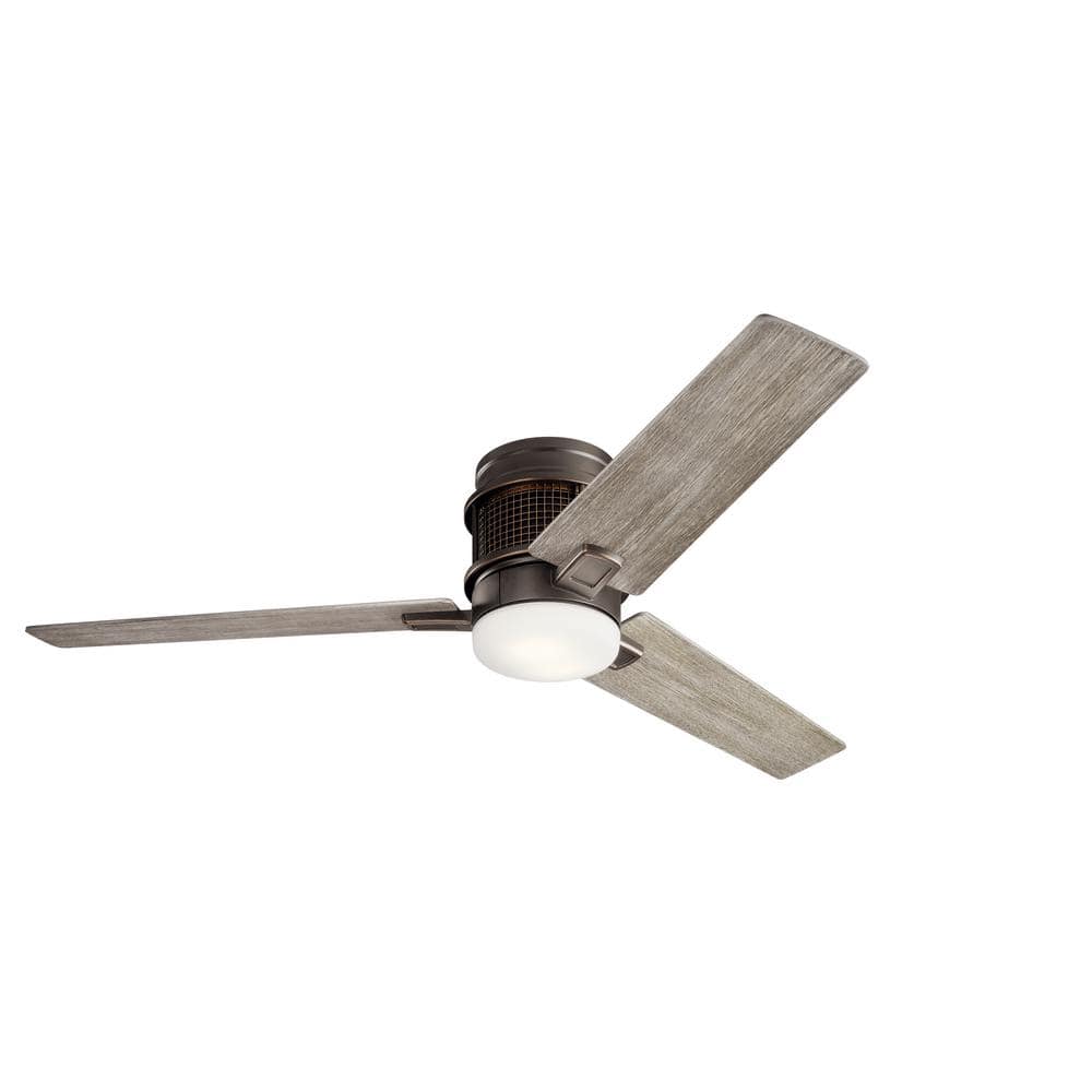 KICHLER Chiara 52 in. Indoor Olde Bronze Flush Mount Ceiling Fan with ...