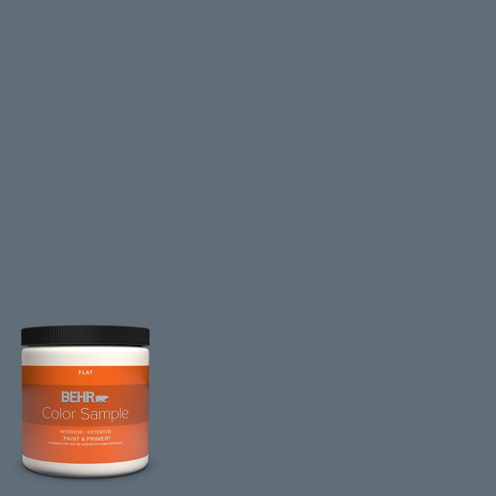 BEHR PREMIUM PLUS 8 oz. #N480-6 NYPD Flat Interior/Exterior Paint ...