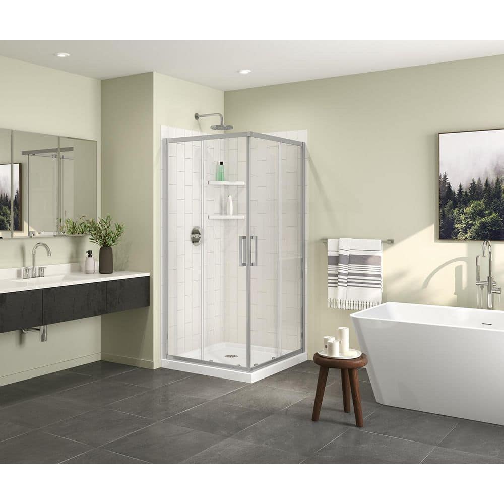 MAAX Roka 36 in. L x 36 in. W x 3 in. H Acrylic Corner Shower Base with ...