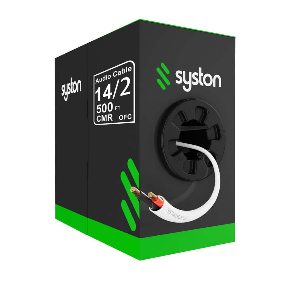 Syston Cable Technology 500 ft. 14/2 White Stranded Oxygen Free Copper CL3R CMR FT4 Audio Loud ...