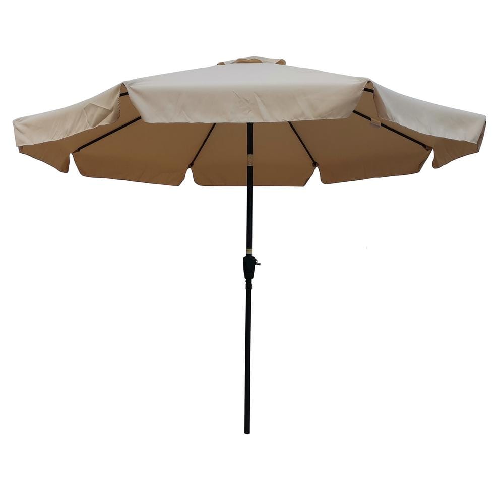 Boosicavelly 10 ft. x 10 ft. Outdoor Patio Tan Umbrella with Flap and 8 ...