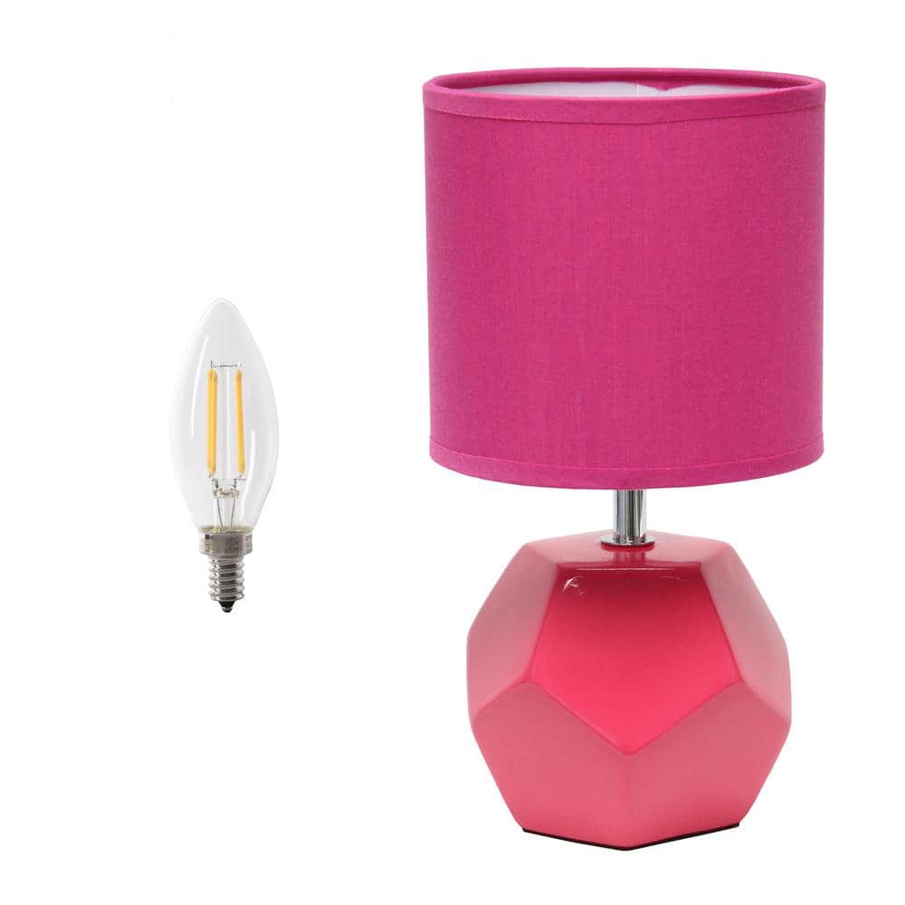 Simple Designs 10.24 in. Round Geometric Prism Mini Table Lamp for ...