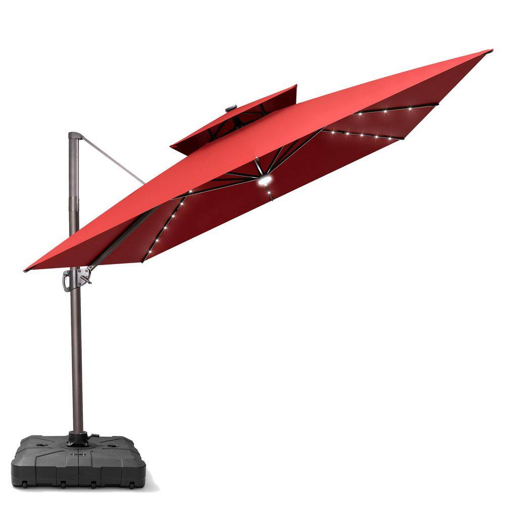 CLOUDFLY 11 ft. x 11 ft. Outdoor Patio Umbrella with Solar Powered LED ...