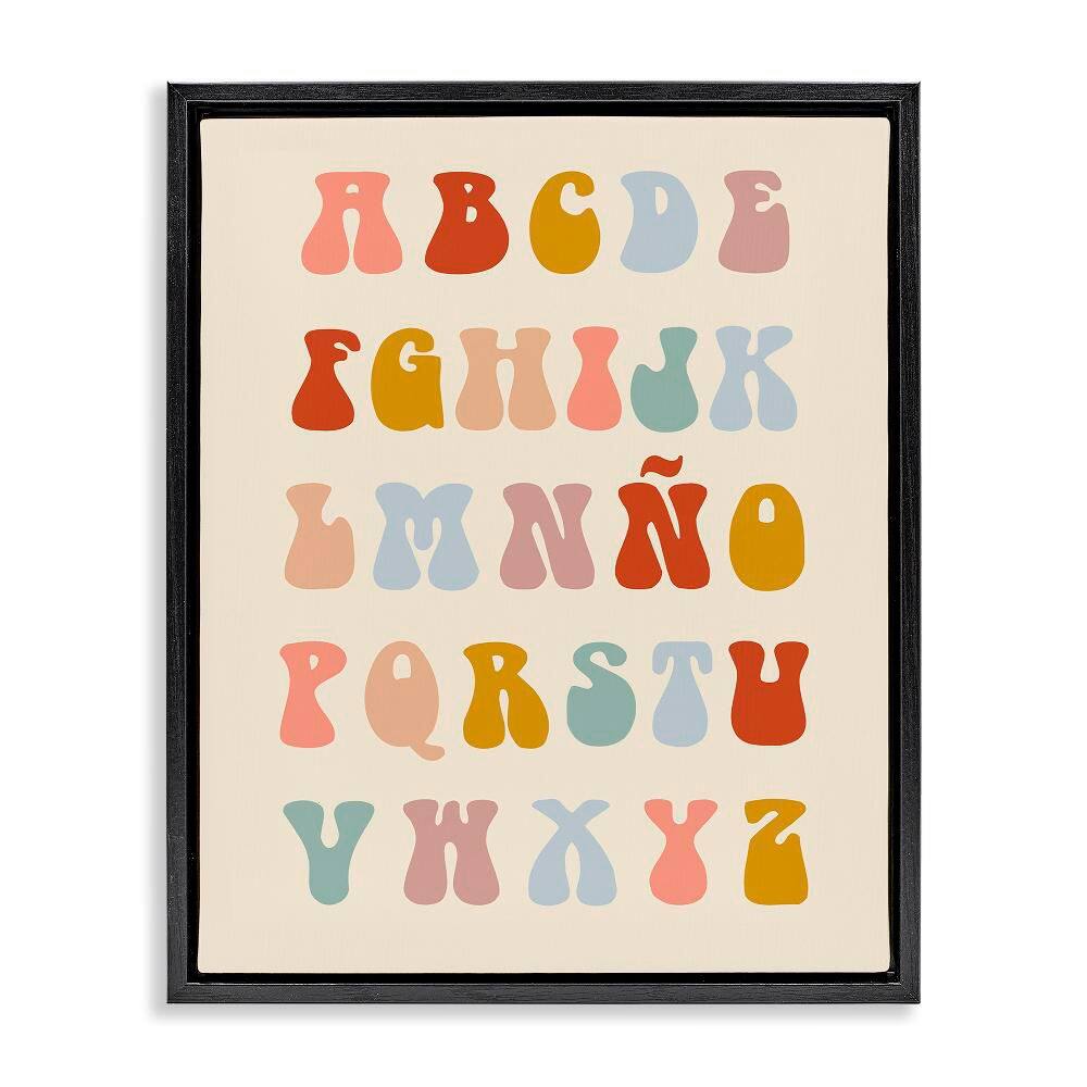 Stupell Industries Retro ABC Spanish Alphabet by Lil' Rue Black Floater ...