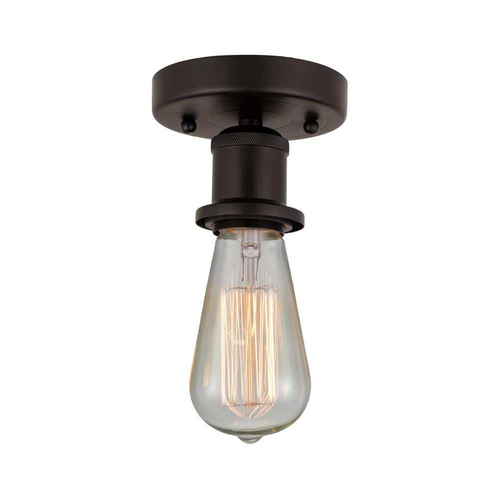 Innovations Bare Bulb 2 in. 1-Light Industrial Oil Rubbed Bronze Flush ...