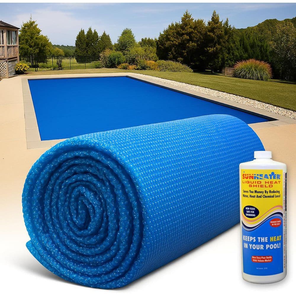 SunHeater 20' x 40' Solar Pool Blanket & Liquid Heat Shield Kit for In ...