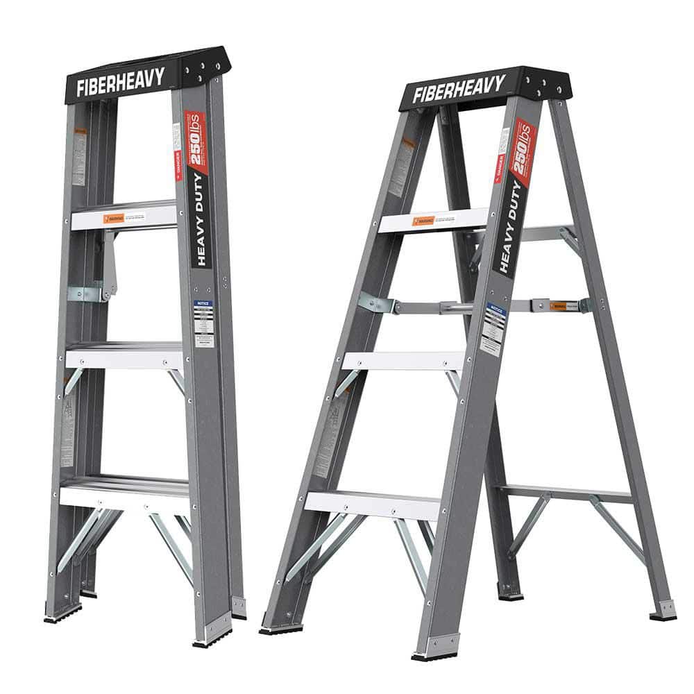Phewnyzo 4-Step 3 ft. Fiberglass Single-Sided Step Ladder Durable Non ...