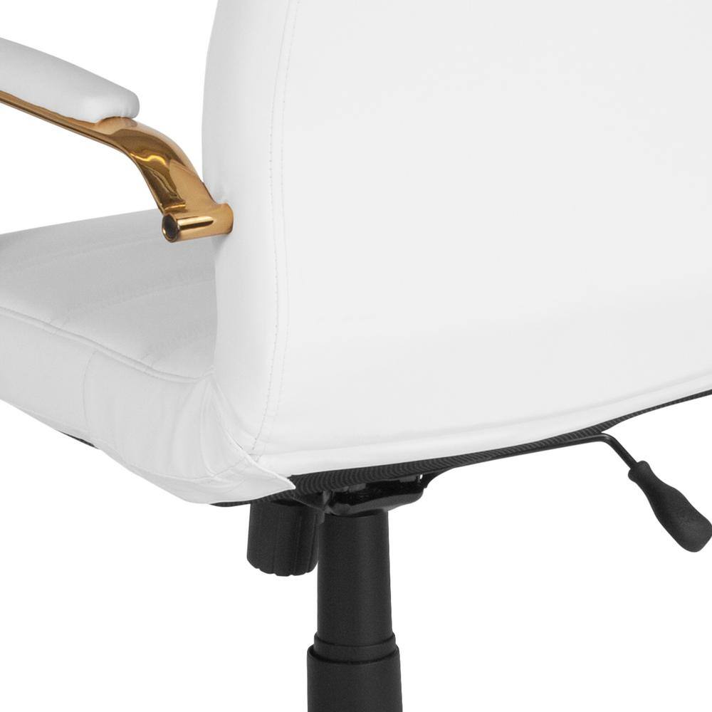 Buy 23 in. Width Standard White Leather/Gold Frame Faux Leather Task ...