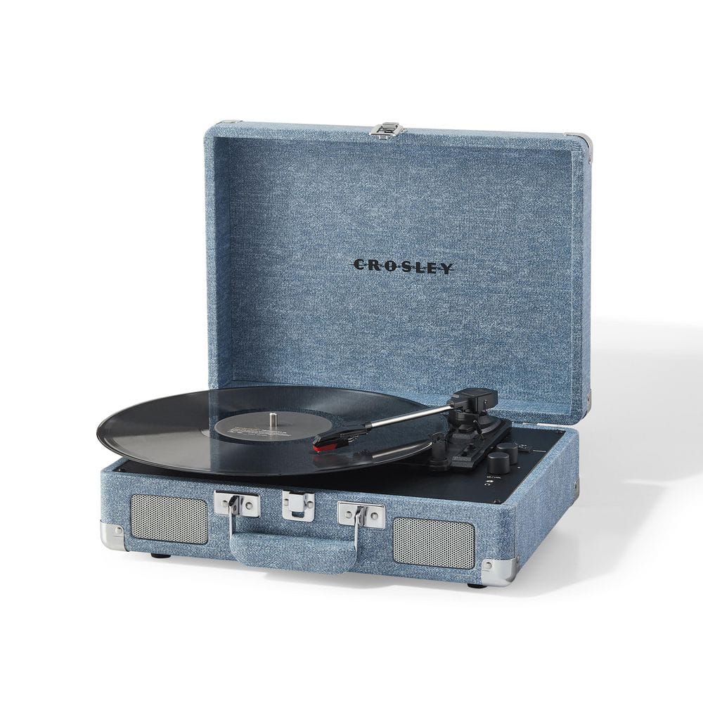 CROSLEY FURNITURE Cruiser Plus Record Player in Washed Denim CR8005F-WD ...