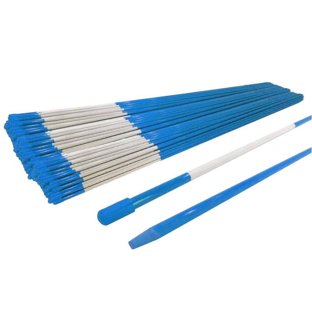 48 in. Blue Fiberglass Garden Stake Driveway Marker, Reflective Snow ...