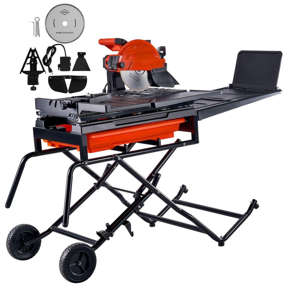 SKYSHALO Wet Tile Saw, 15-Amps 10 in. 65Mn Corded Wet Tile Saw, 4500 ...