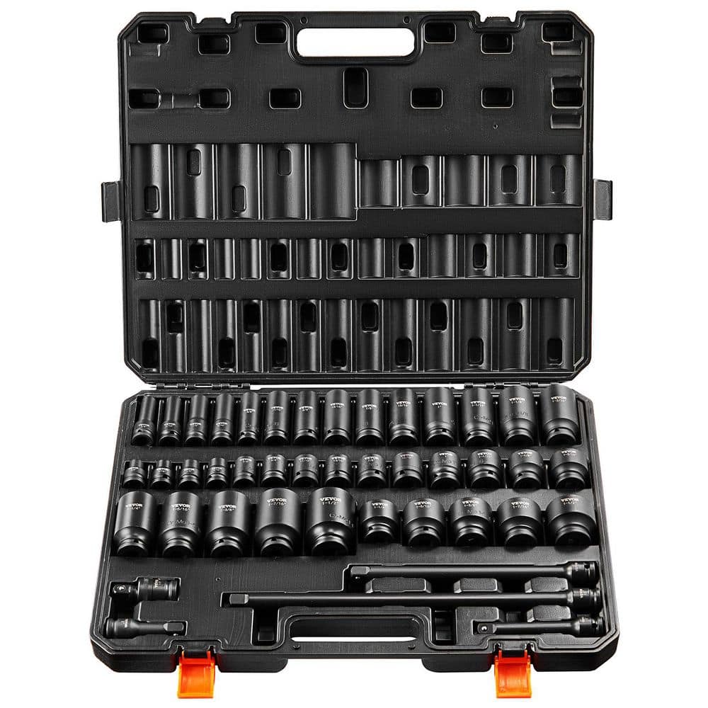 SKYSHALO 1/2 in. Impact Sockets Set 6 Point Drive Bit Ratchet Tool Kit ...