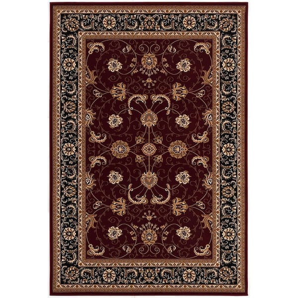 HomeRoots Josephine Red Black 3 ft. x 15 ft. Abstract Synthetic Runner ...