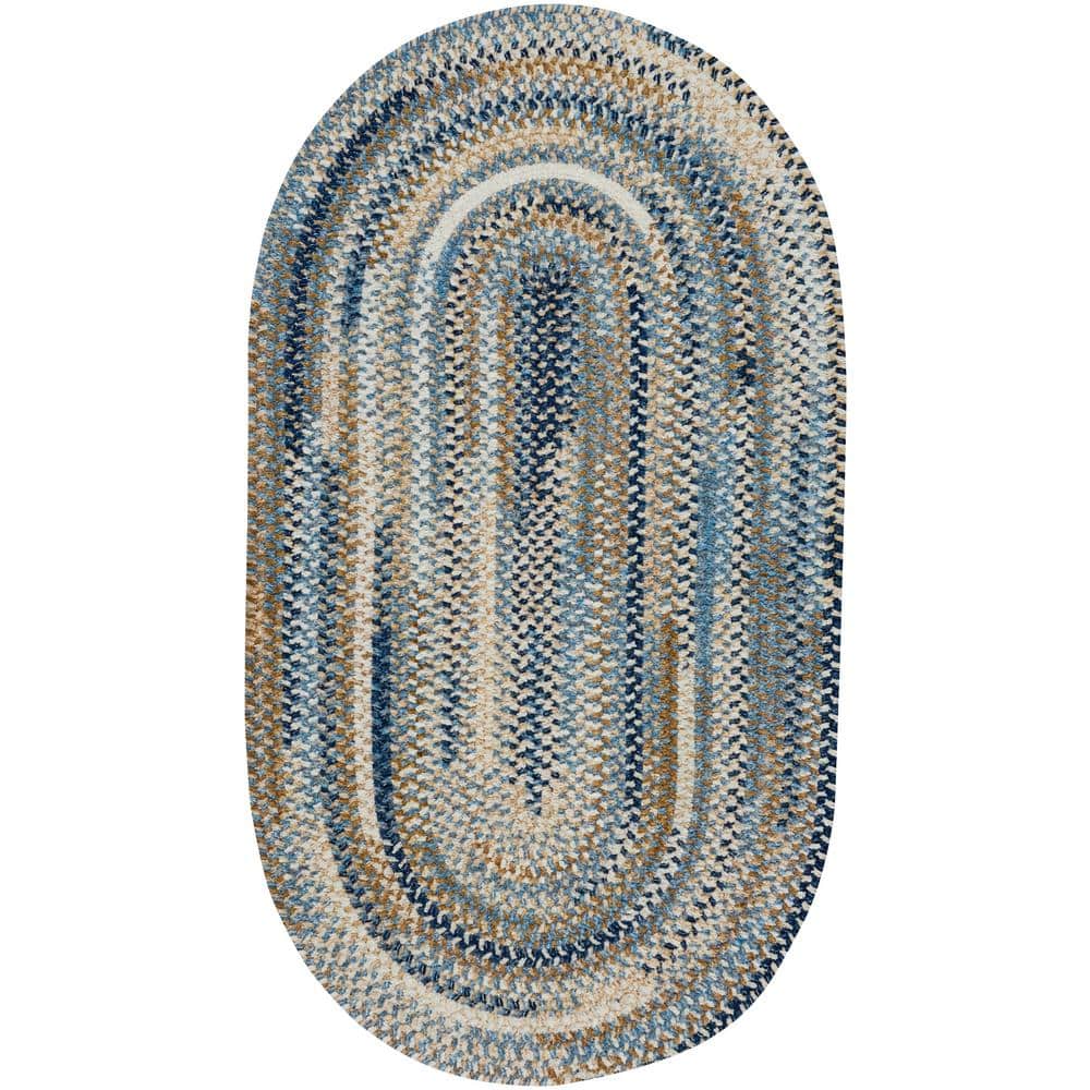 Capel Habitat Blue 11 ft. x 14 ft. Oval Area Rug 0302VS11041404410 ...