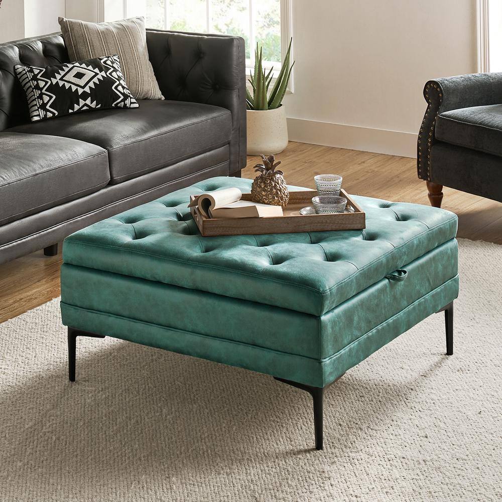 JAYDEN CREATION Jeremias Green Transitional Lift Top Shelved Storage ...