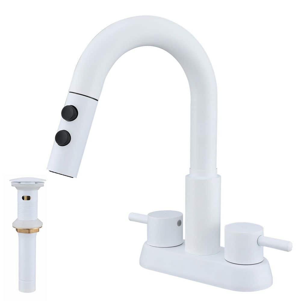 GAGALIFE 4 in. Centerset Double Handle Pull Down Bathroom Sink Faucet ...