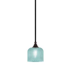 Sparta 100-Watt 1-Light Black Copper Mini Pendant Light with Turquoise ...