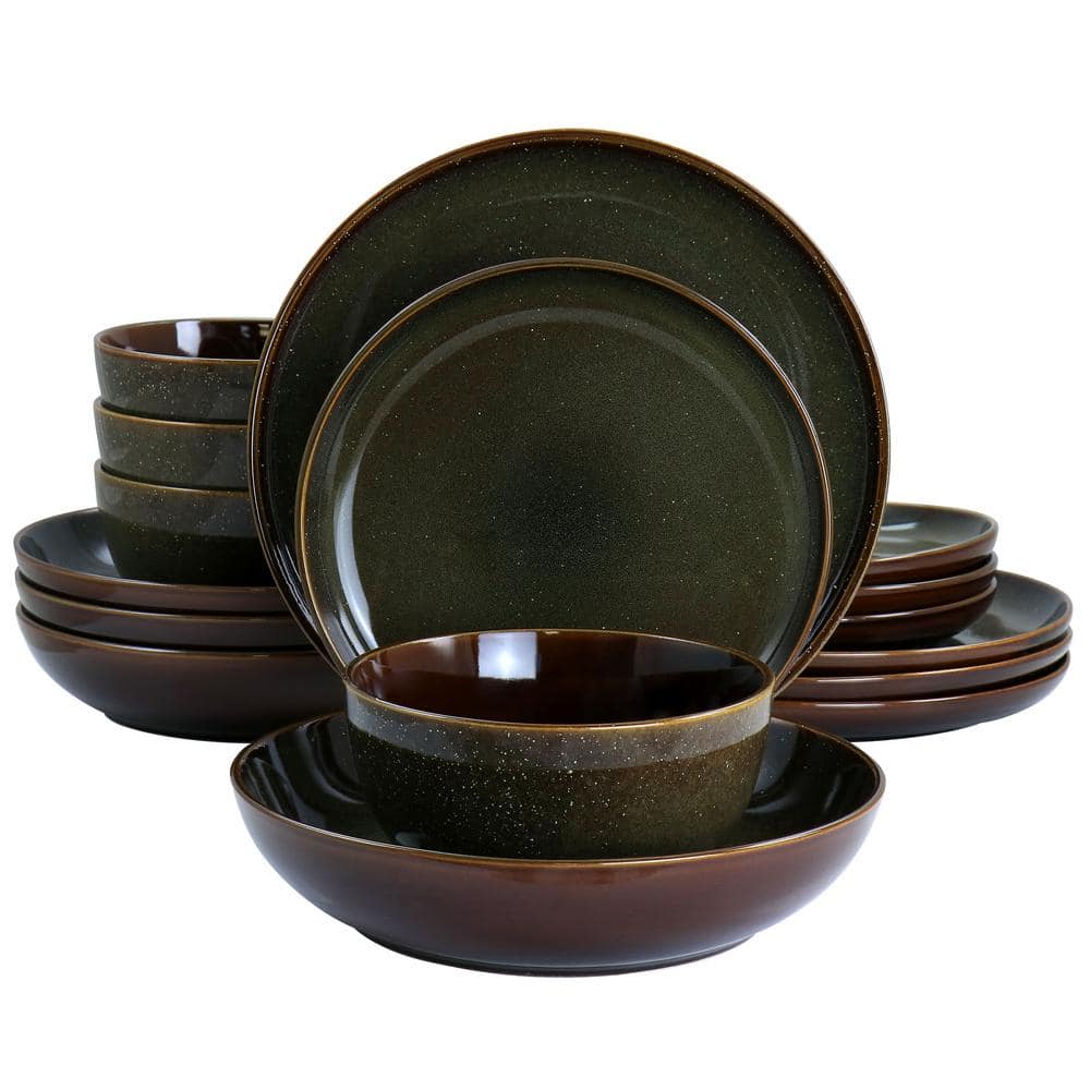 GIBSON elite Edwin 16 Piece Reactive Glaze Stoneware Dinnerware Set in ...
