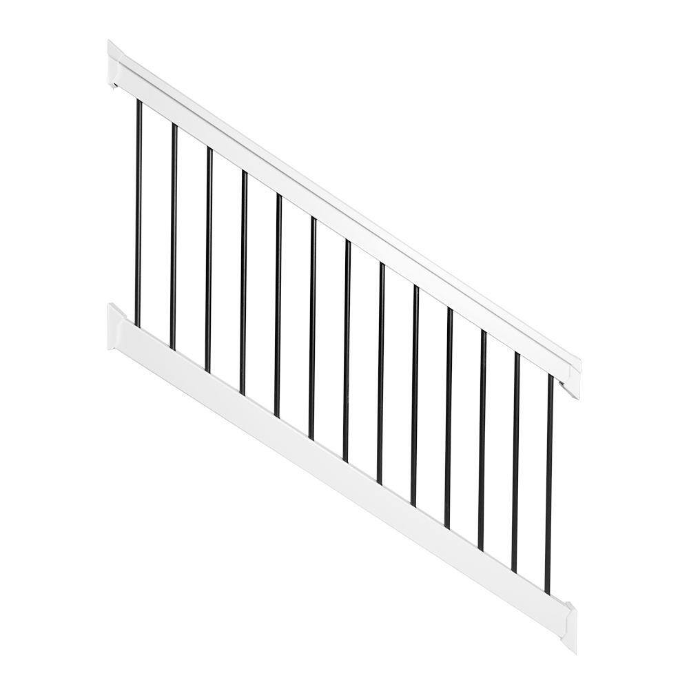 Weatherables Bellaire 3 ft. H x 72 in. W White Vinyl Stair Railing Kit ...